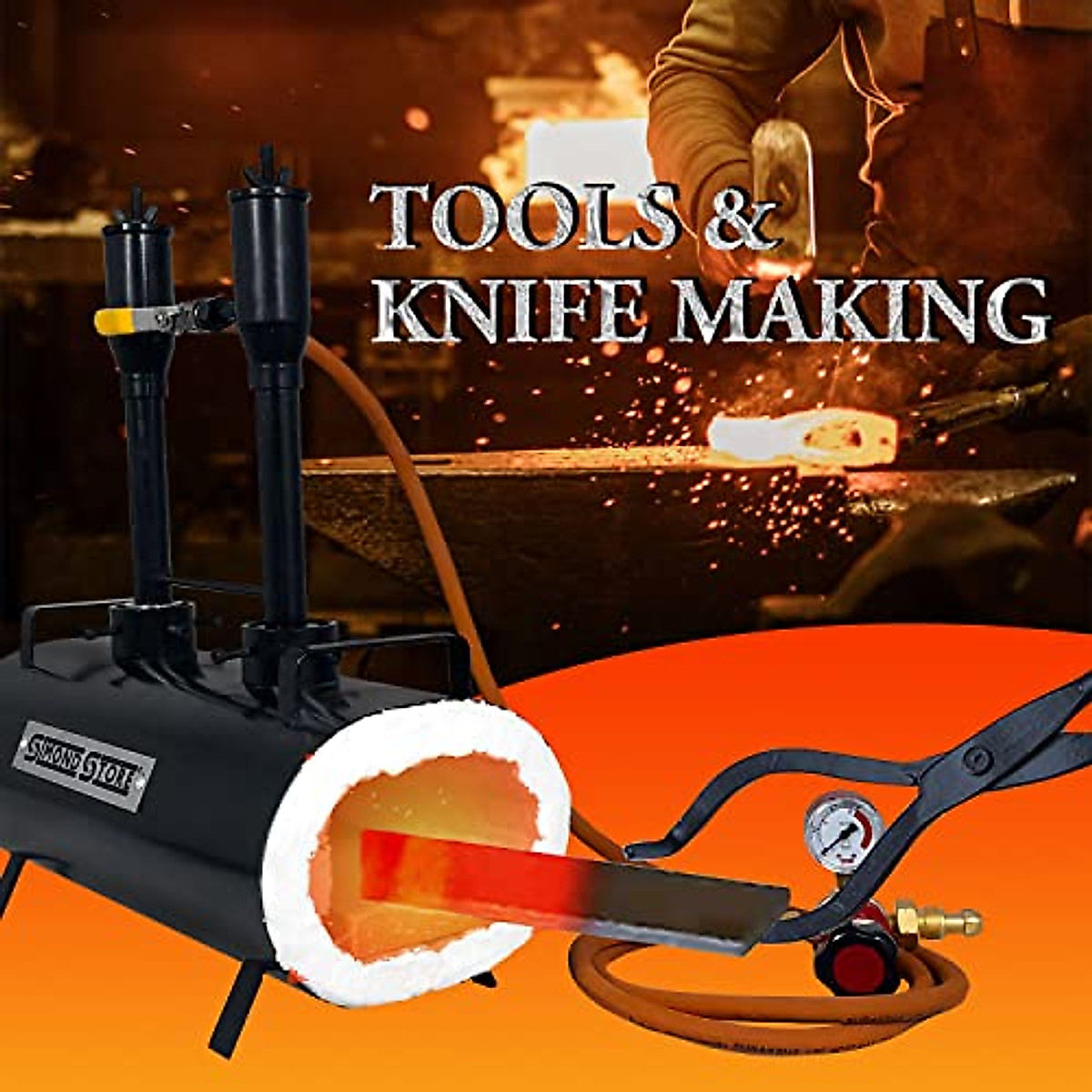 Double Burner Propane Forge Oval Knife Making Blacksmith Gas Forge Farrier Furnace
