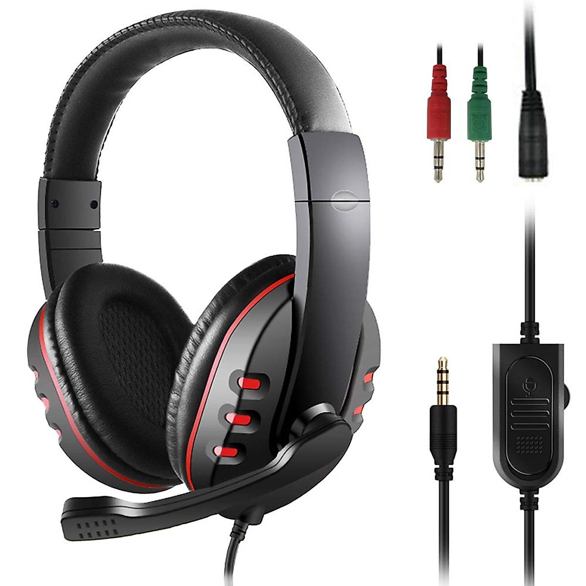 SourceTon 3.5mm Noise Isolating Over Ear Headphone with Mic and Volume Control Compatible with Laptop, PC, Xbox One Controller, Bonus with Extra 3.5mm Adapter