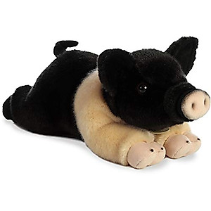 Aurora® Realistic Miyoni® Hampshire Pig Stuffed Animal - Lifelike Detail - Cherished Companionship - Black 12 Inches
