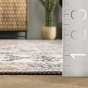 nuLOOM Ren Vintage Floral Machine Washable Area Rug, 5' x 8', Peach