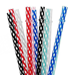 ALINK 10.5" Long Reusable Hard Plastic Straws, Tumblers Replacement Drinking Straws for 32 oz & 20 oz Yeti, RTIC, Mason Jar, Tervis Tumblers, Set of 12 with Cleaning Brush