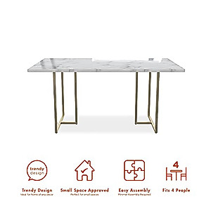CosmoLiving by Cosmopolitan Astor Dining Table, 64 in x 36 in x 30 in, White