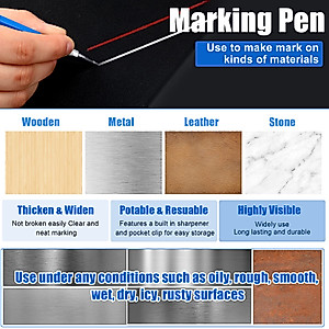 2 Pcs Welders Pencil with 48 PCS Round Refills Mechanical Pencils Metal Welding Marker for Tube Pipe Fitter Welder Steel Construction Woodworking (Red, Silver)