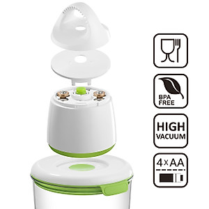 FOSA Vacuum Food Storage System Reusable Container Starter Set with Vacuum and 2 Reusable containers