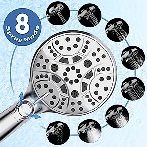 JONKEAN Handheld Water Softener Shower Head with Filter for Hard Water, Detachable Powerful Hand Held Shower Heads High Pressure, Pause Filtering Shower Head to Remove Chlorine and Fluoride (Chrome)