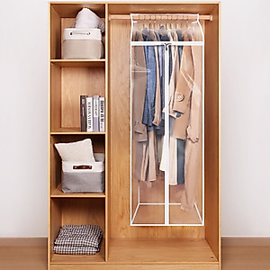 Zilink Dress Bags for Hanging Clothes 60 inch (2 Pack) Clear Garment Rack Cover Hanging Garment Bags for Storage for Coats Long Dress Gown Storage