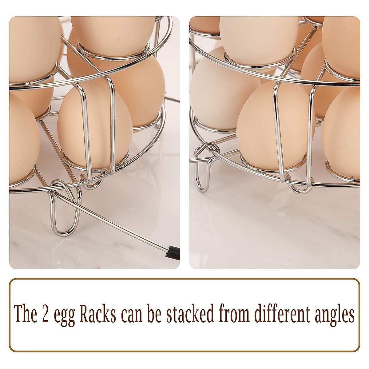 Aozita Multipurpose Stackable Egg Steamer Rack Trivet with Heat Resistant Silicone Handles Compatible for Instant Pot Accessories 6 Qt/8 Qt - 18 Egg Cooking Rack for Pressure Cooker Accessories