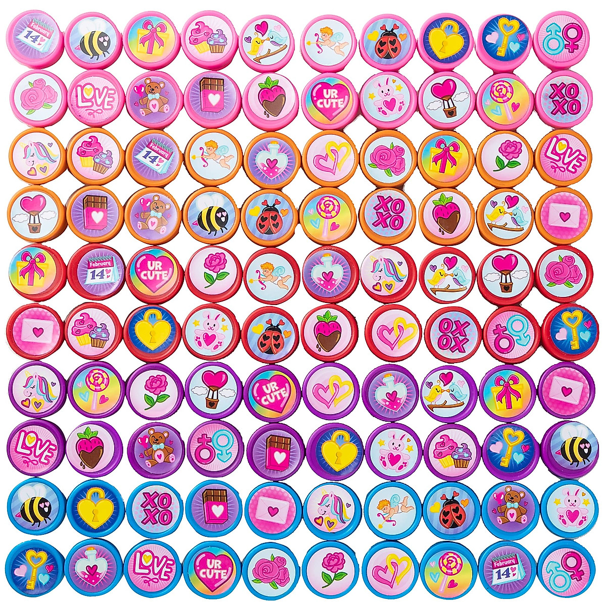 JOYIN 100 Pcs Valentine's Themes Stamper, 25 Designs Arts and Crafts Stamper for Valentines Day Party Favors, Classroom Exchanging Gifts, Classroom Holiday Reward Prizes