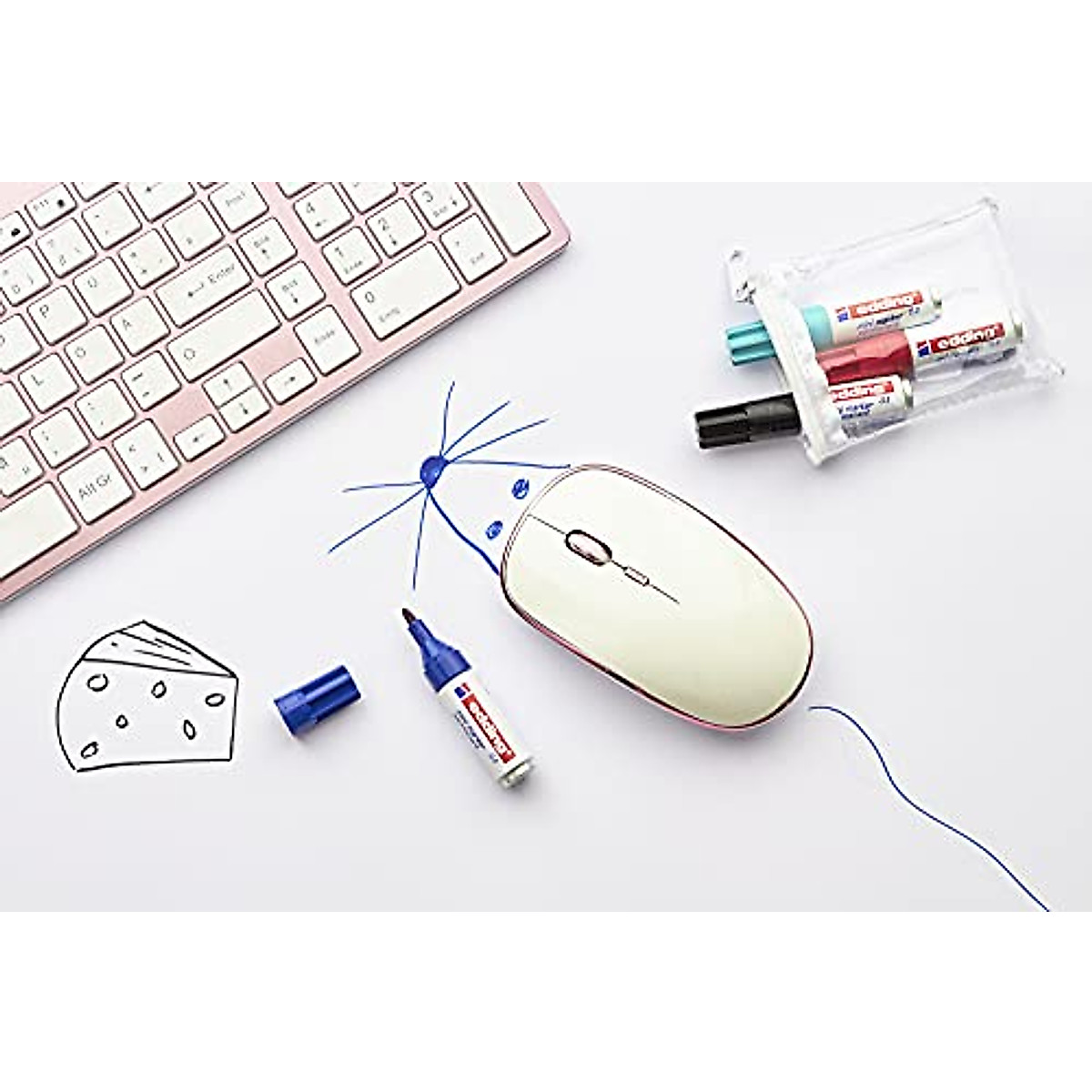 edding 0.5 mini permanent marker - black, blue, turquoise, red - 4 pens - fine round nib 1 mm - waterproof, quick-drying - smudge-proof - mini marker for cardboard, plastic, wood, metal