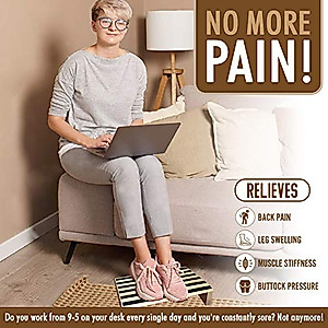 Dr. Foot Rest Wood Ergonomic Wood Foot Stool Under Desk Foot Rest with 17.7" Width for Office Home to Relieve Tendon Pains and Improve Blood Circulation