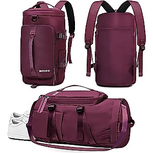Gym Bag for Women and Men Sports Duffle Bag Travel Backpack Weekender Overnight Bag with Shoes Compartment Purple - MIYCOO