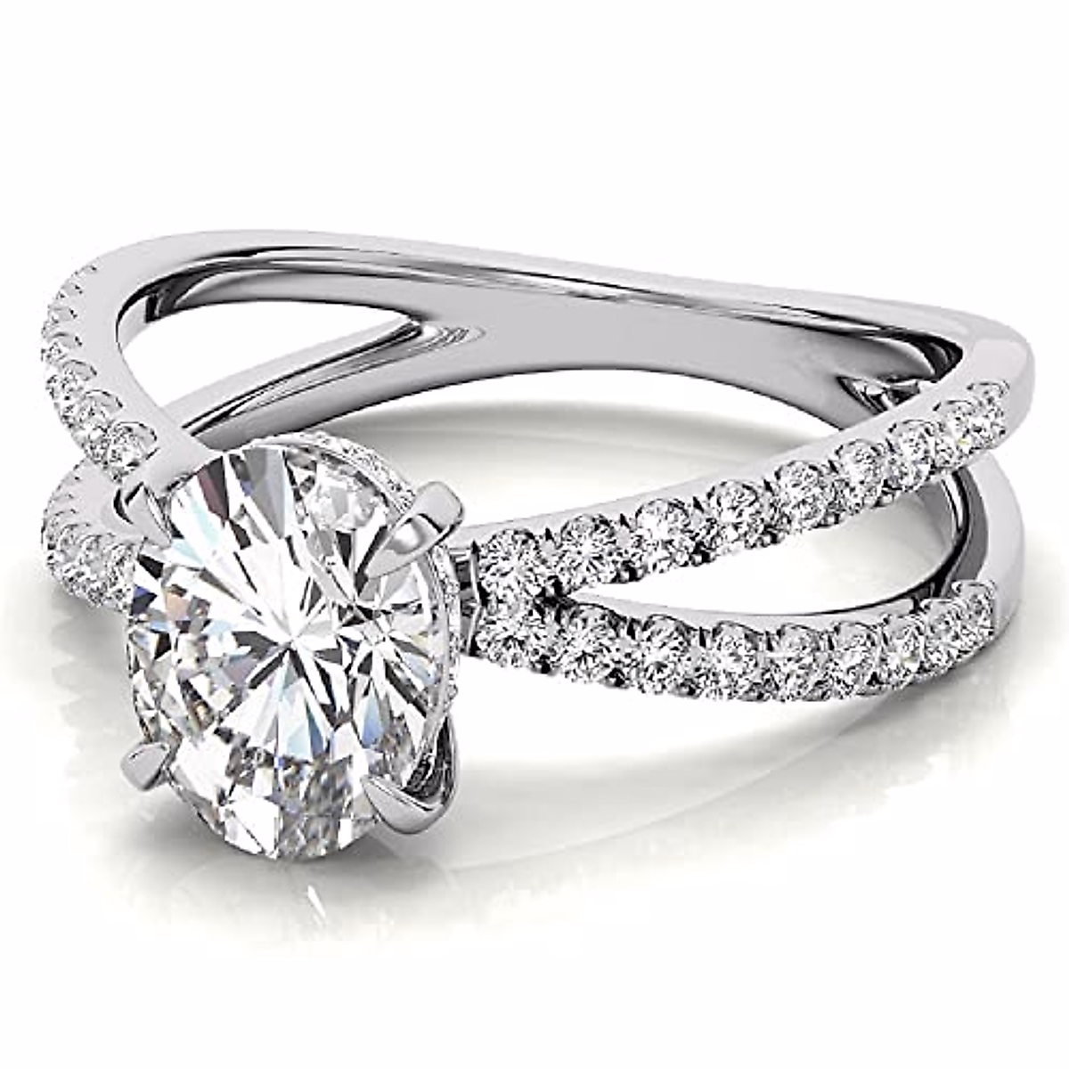 Siyaa Gems 2.35 CT Oval Moissanite Engagement Ring Wedding Bridal Ring Set Solitaire Accent Halo Style 10K 14K 18K Solid Gold Sterling Silver Anniversary Promise Ring Gift for Her (4)