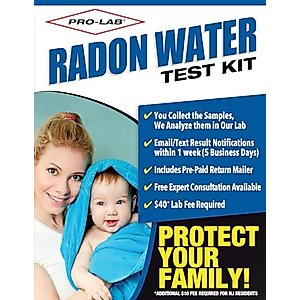 PRO-LAB Radon Tester, DIY Radon Test Kit for Water - EPA-Approved, Accurate & Reliable Radon Test for Home & Office Water Supply with Dual Sample Vials for Precise Results