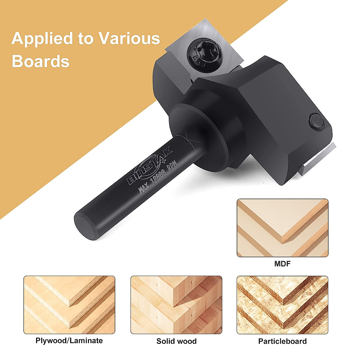 CNC Spoilboard Surfacing Router Bit, 1/4" Shank 1-1/2" Cutting Diameter, Carbide Insert Slab Flattening Router Bits Planing Bit Wood Planer Bit Woodworking Tools by BINSTAK