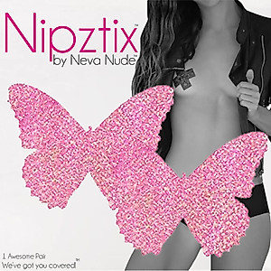 Neva Nude Bella Rosa Pretty Iridescent Pink Naughty Knix G String Naughty Knix Set with Matching Butterfly Nipztix Pasties