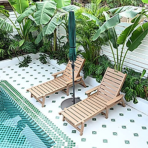 Psilvam Chaise Lounges Set of 4, Lounge Chairs with Adjustable Backrest, Supports Up to 350 lbs, All Weather Recliner Poly Lumber Lounges Bed for Poolside, Porch, Patio(Light Brown) (4)