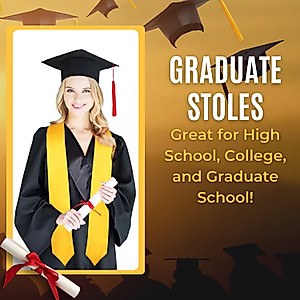 Honors Graduation- Graduation Stole Unisex Plain For Commencements, Honors, Graduating, Sash Premium Satin Material Quality Stitching 72" Inch (Gold)