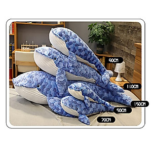 MIAOHAHA Plush Humpback Whale Toy, Plush Animal Body Pillow, Large Blue Whale Stuffed Animals Toy Pillow Fish Gifts (50cm/19.7in)