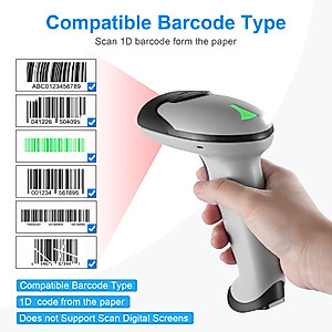 Barcode Scanner with Stand, JRHC Wireless 1D Laser Bar Code Scaners 2.4G Wireless & USB Wired Connection Plug and Play Handheld Bar Code Reader
