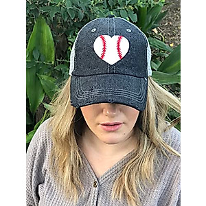 Cocomo Soul Womens Baseball Heart Hat Baseball Love Hat Baseball Mom Hat Cap 200 Dark Grey