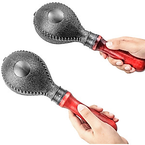 Heatoe 1 Pair Black Wood Handle Maracas, Sand Hammer Percussion Instrument Shakers Rattles for Beginners and Professionals
