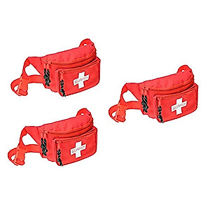 Dealmed Lifeguard Fanny Pack with Logo, E-Z Zipper Design and 3 Pockets, Red Fanny Pack (Pack of 3), Includes Adjustable Waist Strap and Zipper Pockets
