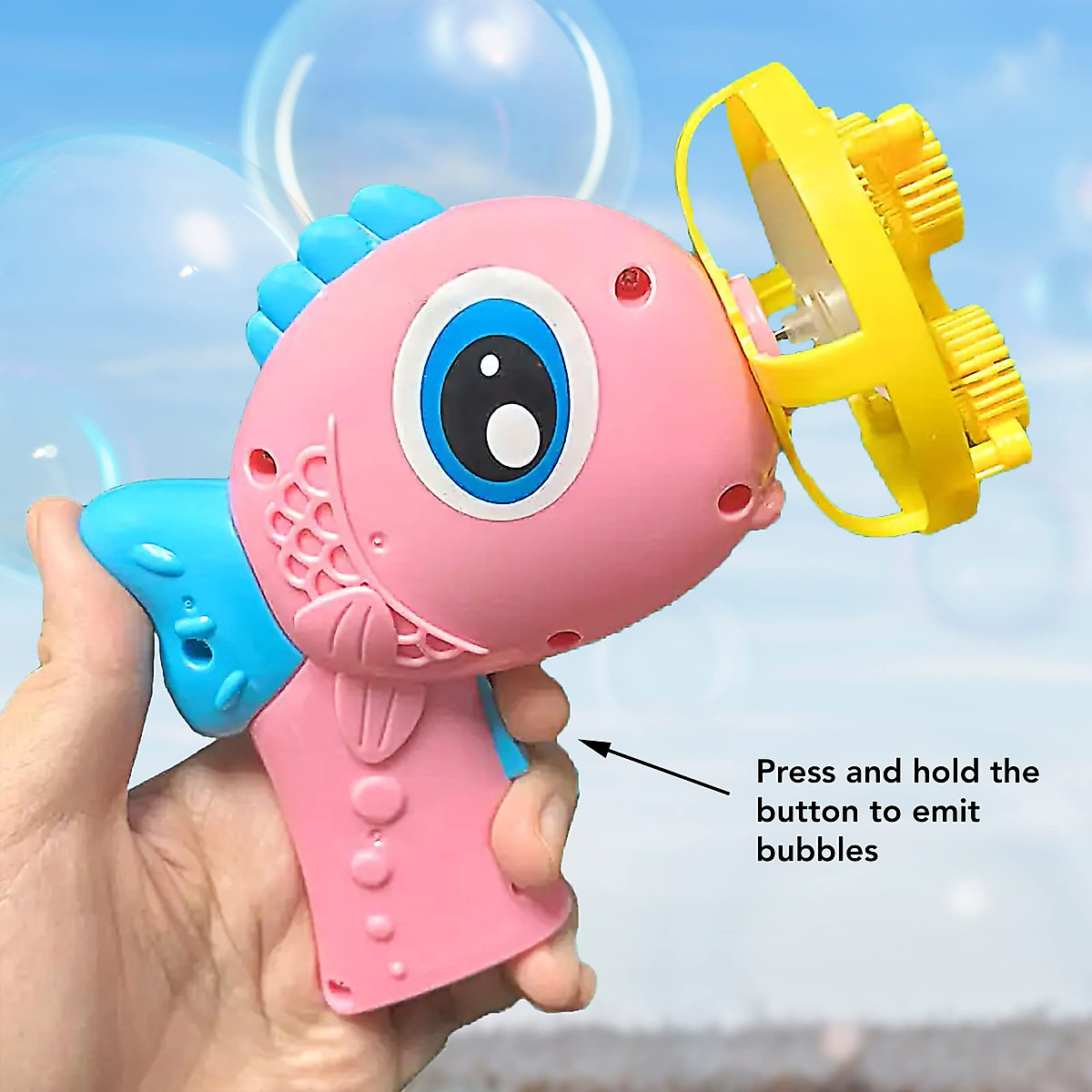 DINOSOLA Bubble Machine Gun Fubbles Bubbles for Toddlers Bazooka Bubble Gun Summer Fun for Party Birthday Gift for 3 4 5 6 7 8 Years Old Boys and Girls