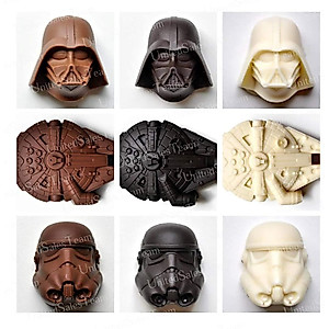 INKU Star wars silicone mold set Star wars ice and chocolate cubes: Stormtrooper, Darth Vader, X-Wing Fighter, Millennium Falcon, R2-D2, Han Solo, Boba Fett, Death Star
