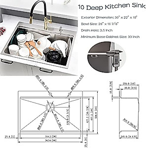 30 Inch Drop in Kitchen Sink - Abironl 30"x22" Topmount Kitchen Sink Stainless Steel Drop in Workstation 16 Gauge R10 Tight Radius Single Bowl Stainless Steel Kitche Sink with Accessory