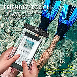 MoKo Waterproof Phone Pouch 2Pack, Underwater Phone Case Dry Bag with Lanyard Compatible with iPhone 14 13 12 11 Pro Max X/Xr/Xs Max/SE 3, Samsung S21/S10/S9, Note 10/9/8, Black+Black