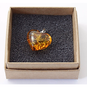 TipTopEco Baltic Amber Pendant Made With Silver - Heart Shape - Small Minimalist - Honey Color (Honey Heart)