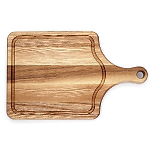 BIOL 15.7x9.8’’ Wooden Hardwood Cutting Board with Handle for Kitchen with Deep Juice Groove BBQ Chinese Turkey Mini Commercial - Lipped Round Charcuterie Board with Lip, Bread Cheese, Crackers