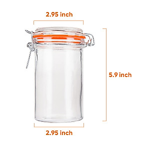 Glass Jars With Airtight Lids,Encheng 16 oz Glass Jars With Leak Proof Rubber Gasket,Wide Mouth Mason Jars With Hinged Lids For Kitchen Canisters,Glass Storage Containers 12 Pack