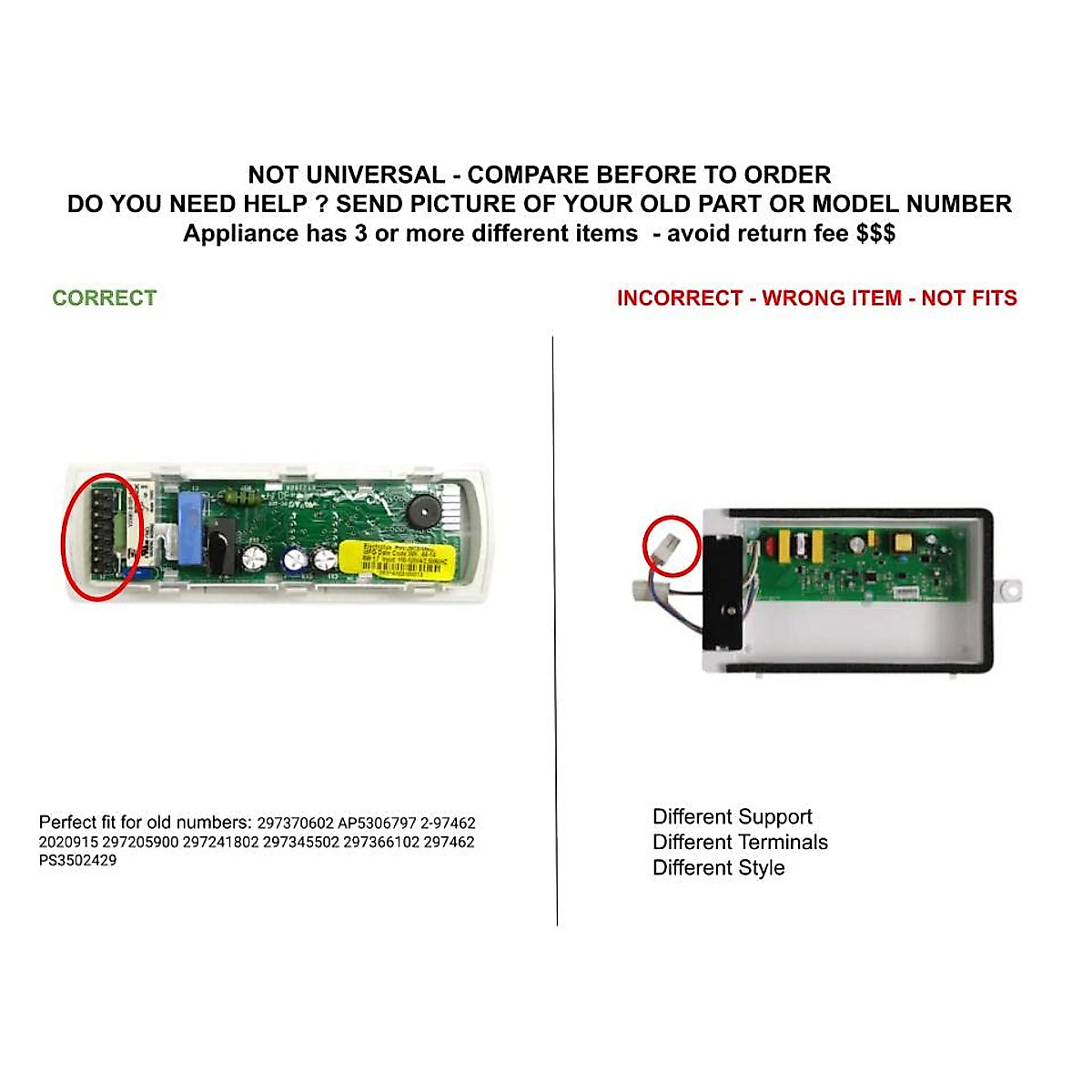 GLOB PRO SOLUTIONS AP5306797 PS3502429 EAP3502429 PD00000706 CKD4324 Main Control Board