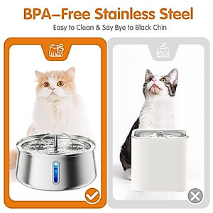 PONOSIR Cat Water Fountain Stainless Steel, 4L/135oz Dog Water Bowl Dispenser, Ultra-Quiet Large Automatic Pet Water Fountains for Cats and Dog Indoor Drinking with Water Level Window