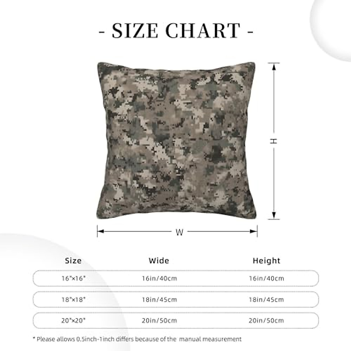 AdaNti Army Digital Camouflage Print Corduroy Throw Pillow Covers Soft Square Throw Pillow Case Home Decorations for Bed Sofa Living Room 16"x16"