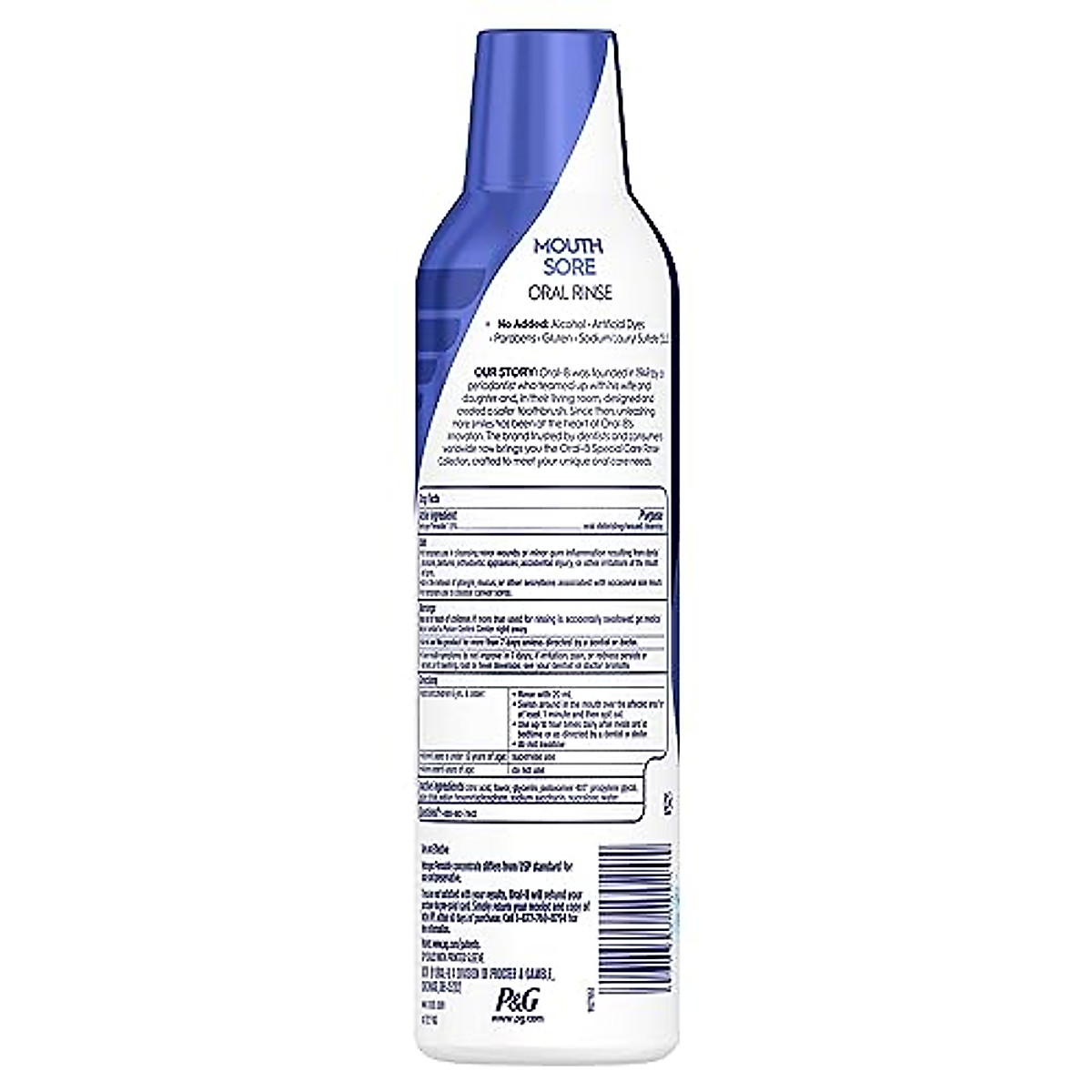 Oral-B Mouth Sore Mouthwash Special Care Oral Rinse, Hydrogen Peroxide Mouthwash, 16 fl oz, Mouthwash Alcohol Free