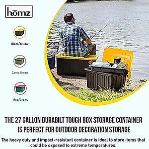 HOMZ 4427MXDC.02 Durabilt 27 Gallon Heavy Duty Impact Resistant Stackable Holiday Storage Tote with Snap-Fit Lid, Green/Red (2 Pack)
