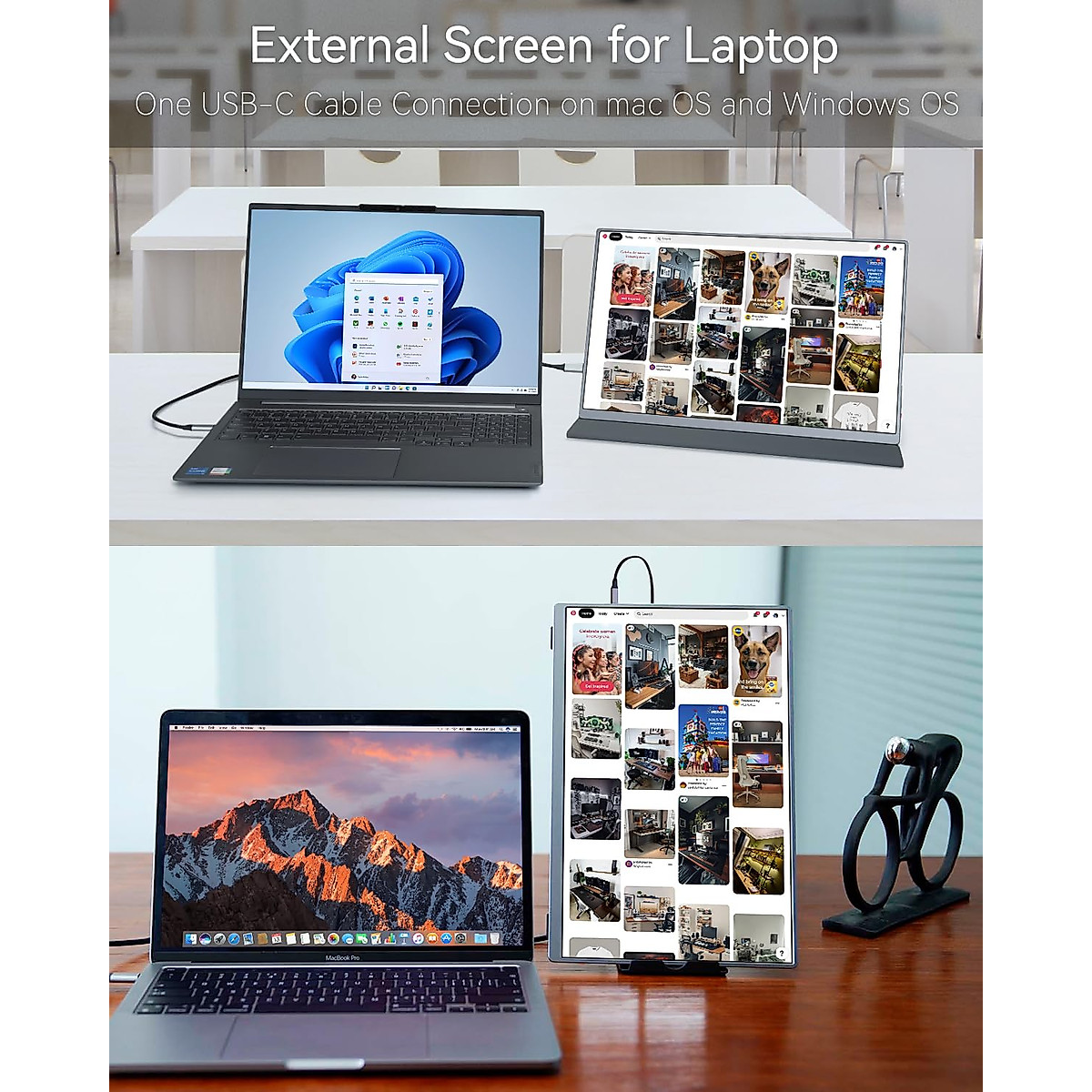 Intehill 4K Portable Monitor for Laptop, MacBook and Mini PC High-end 13.4 inch Small Computer Monitor with Golden Ratio 16:10 and Resolution 3840x2400 U13NA