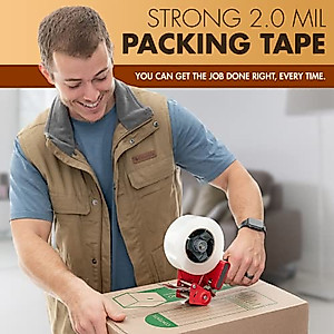 Packstrong Industrial Grade Clear Packing Tape (6 Rolls) - 110 Yards per Roll - 3" Wide x 2.0 mil Thick, Acrylic Adhesive Heavy Duty Tape for Box Office Moving Packaging Shipping