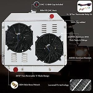 FonGoff 4 Row Radiator Shroud Fan Compatible with 1966-1979 Ford Bronco Truck F100 F150 F250 F350 V8
