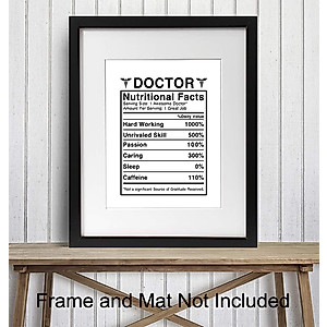 Doctor Nutritional Facts Wall Art - Funny 8x10 Room Decor, Home Decoration for Medical Clinic or Office - Unique Gift for Dr, Physician, Med Student - Unframed Poster Picture Sign Print