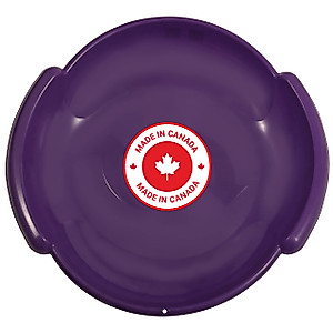 Superio Round Saucer Snow Sled, Purple Spiral Plastic Sled with Handles 24" Winter Snow Fun for Kids and Adults