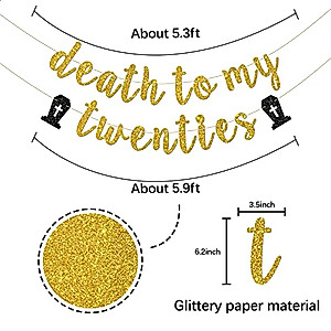 INNORU Death to My Twenties Banner, RIP to My 20s Party Decorations, Happy 30th Birthday Party Decorations, Gold Glitter