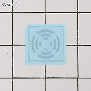 PATIKIL Silicone Floor Drain Anti-Odor Mat, 2Pcs/1Set Shower Drain Stopper Square Silicone Floor Drain Cover for Kitchen Bathroom, White Blue