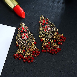 Kofun Earrings, Retro Indian Bollywood Kundan Jhumka Jhumki Drop Earrings Gypsy Fashion Jewelry