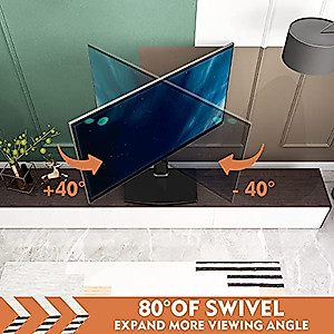 Universal Swivel TV Stand/Base Table Top TV Stand 27 to 60 inch TVs 80 Degree Swivel, 4 Level Height Adjustable, Heavy Duty Tempered Glass Base, Holds up to 99lbs Screens, HT04B-001