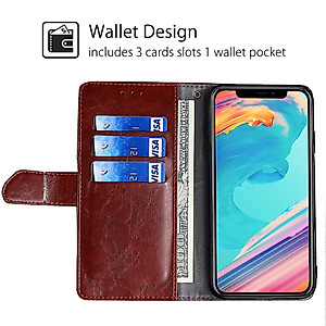 Fansipro Wallet Folio Case for Oppo Reno 2 Z, Premium PU Leather Slim Fit Cover for Reno 2 Z, 3 Card Slots, Good Design, Deep Brown