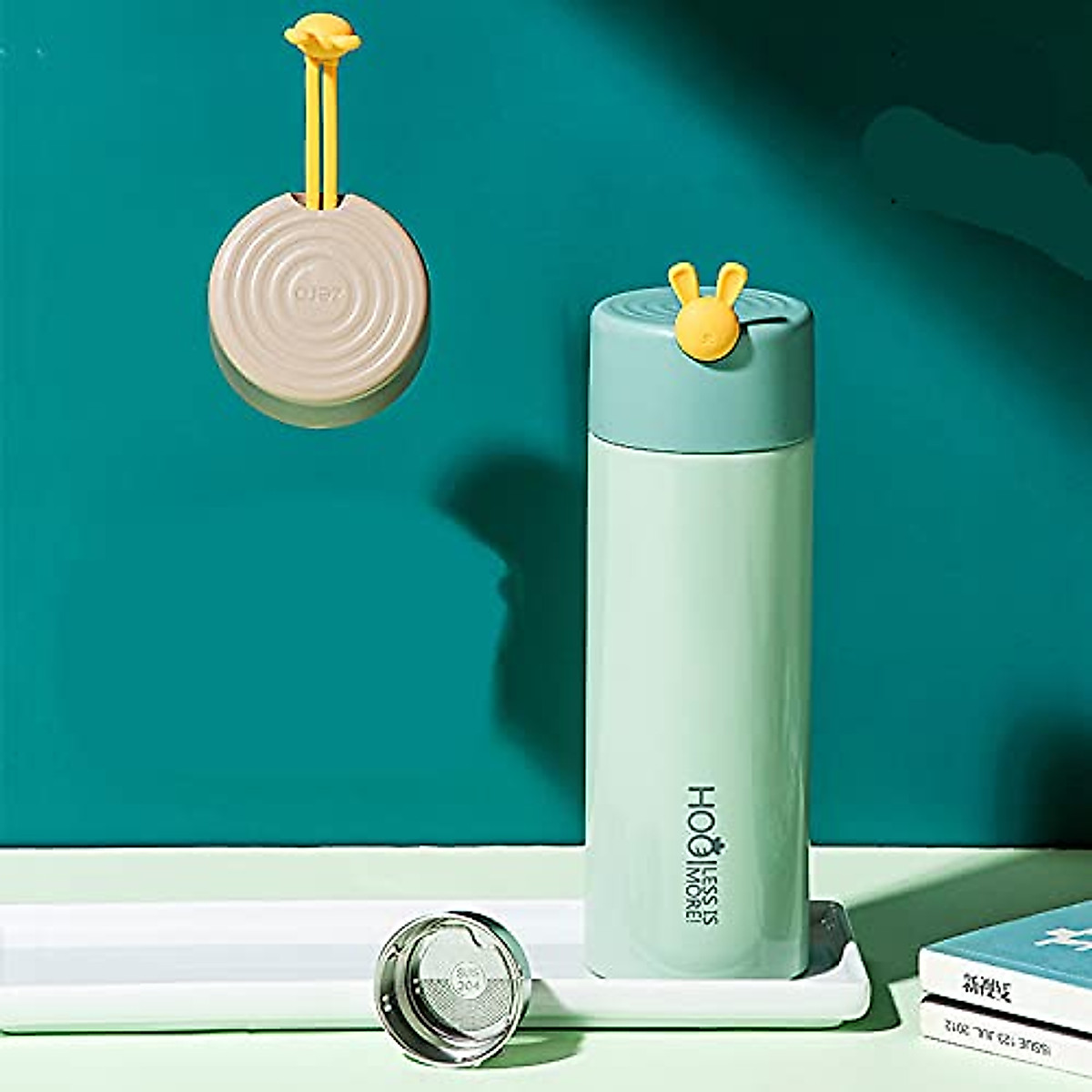 Litaymo Cute Stainless Steel Vacuum Insulated Water Bottle Double Wall Insulated Thermal Bottle Leakproof Vacuum Cup Travel Coffee Mug Green