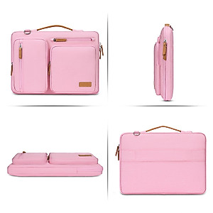 MOSISO 360 Protective Laptop Shoulder Bag,13-13.3 inch Computer Bags Compatible with MacBook, HP, Dell, Lenovo, Asus Notebook,Side Open Messenger Bag with 4 Zipper Pockets, Pink